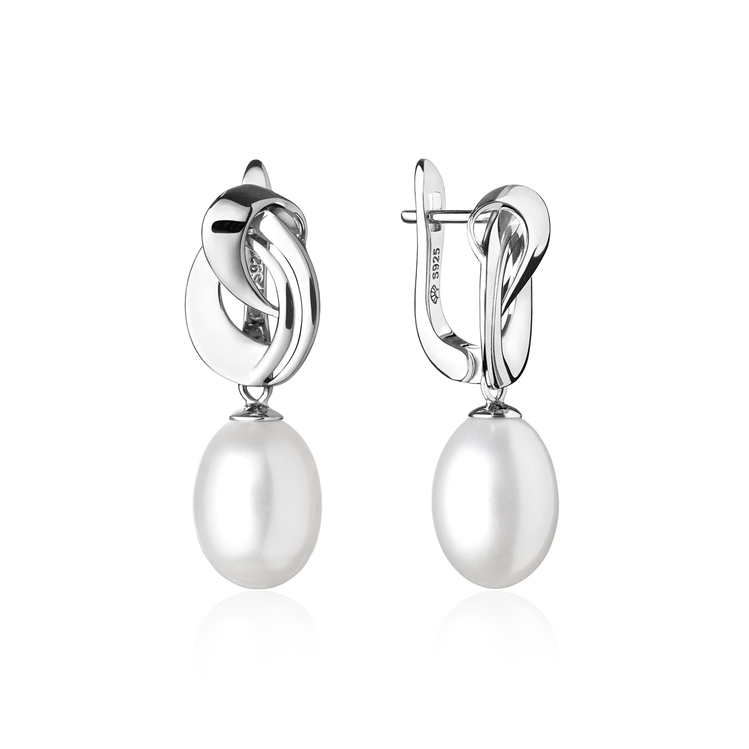 Cercei argint cu perla naturala alba si tortita DiAmanti SK20207EL_W-G - Diamanti.ro